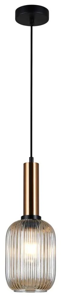 Italux ITALUX PND-5588-1M-BRO+AMB - Lustr na lanku ANTIOLA 1xE27/40W/230V bronz IT0402