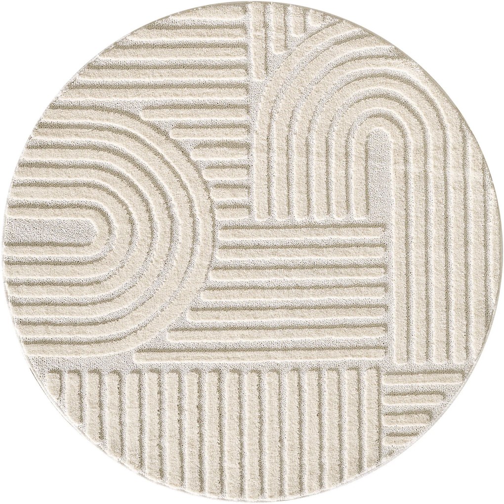 Ayyildiz, Kusový koberec Art 1121 Cream kruh, 80x80 (průměr) kruh, béžová, ložnice