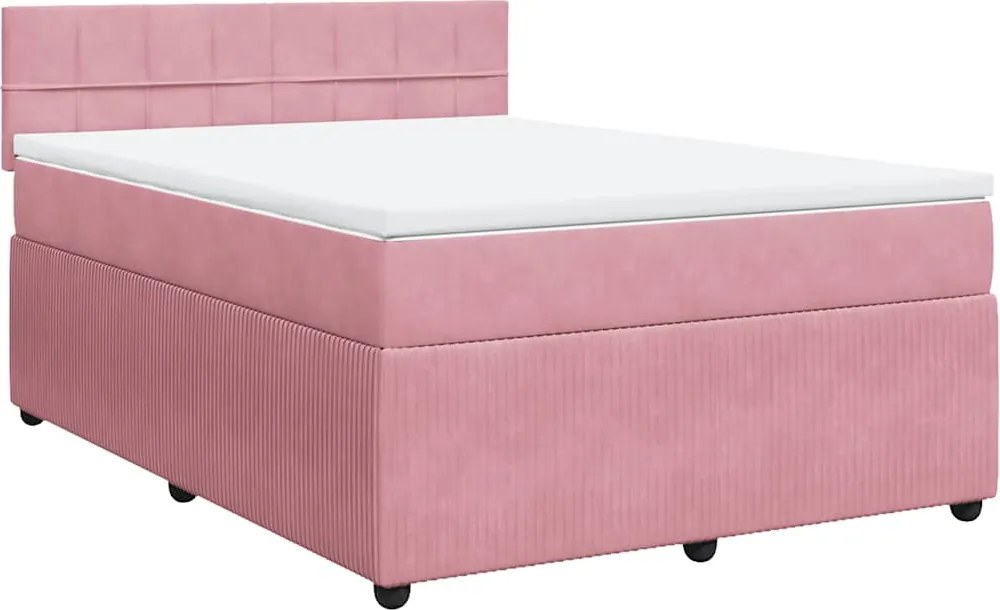 Box spring postel s matrací růžová 140x190 cm samet 3287739