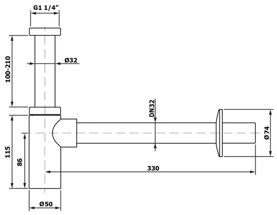 Bruckner - Kulatý umyvadlový sifon DN32 lesklý chrom