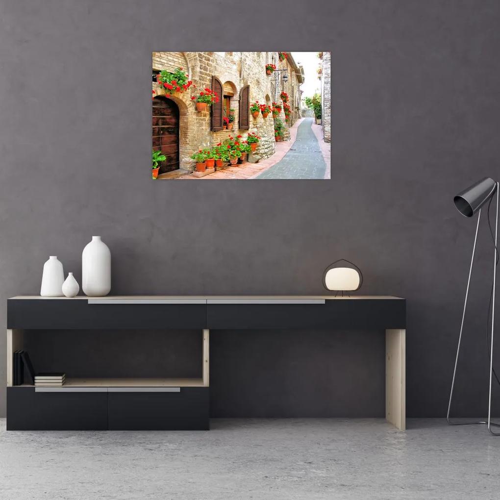 Skleněný obraz - Malebná Italská ulička (70x50 cm)