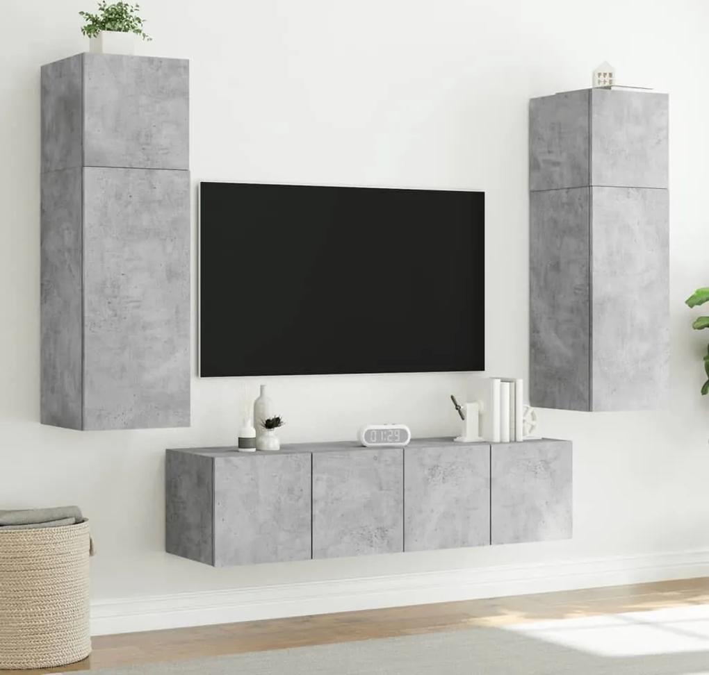 vidaXL Nástěnné TV skříňky s LED 2 ks 60 x 35 x 31 cm [837274] Barva: Betonová šedá