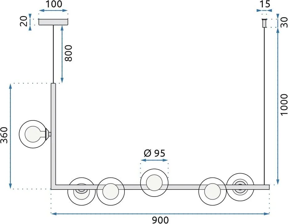 Toolight - Závěsné svítidlo 6xG9 25W APP690-6CP, zlatá, OSW-05470