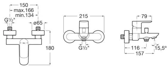 Roca A5A026EC00 - Vanová baterie CALA lesklý chrom