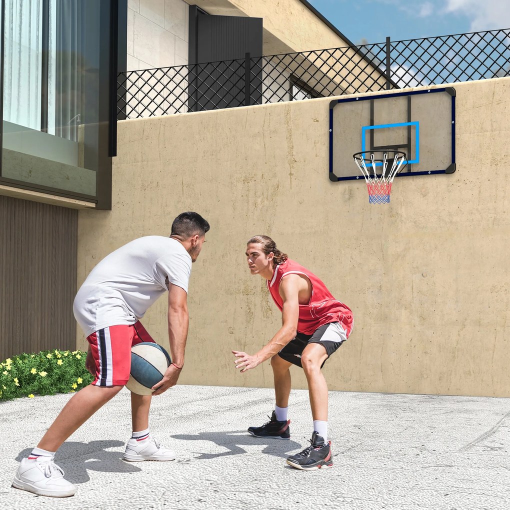 SPORTNOW nástěnný basketbalový koš Basketbalová deska s košem a sítí pro venkovní použití, ocel, 113 x 61 x 73 cm, ideální pro zahradu a hřiště | Aos…