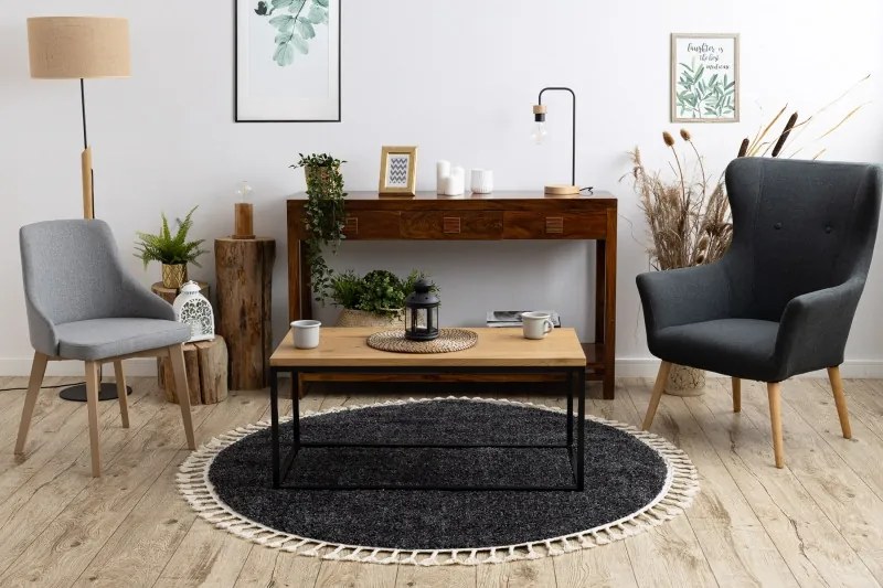 Dywany Łuszczów, Kusový koberec Berber 9000 grey kruh, 160x160 (průměr) kruh, šedá, obývací pokoj