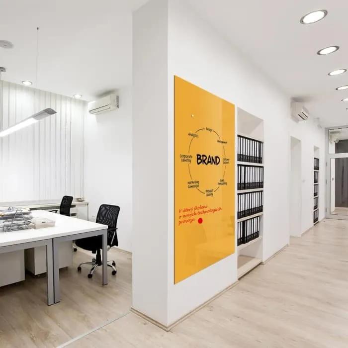 Žlutá neapolská skleněná pracovní a kancelářská tabule Smatab® - 40 × 60 cm