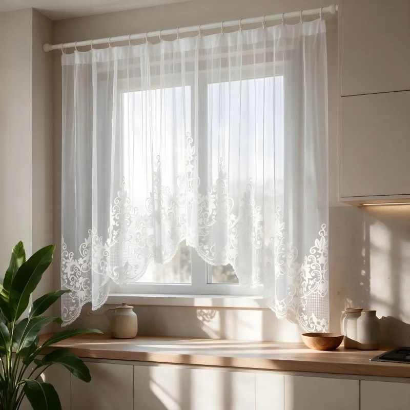 Hotová žakarová oblouková záclona bílá 160x300 Ervi 7457