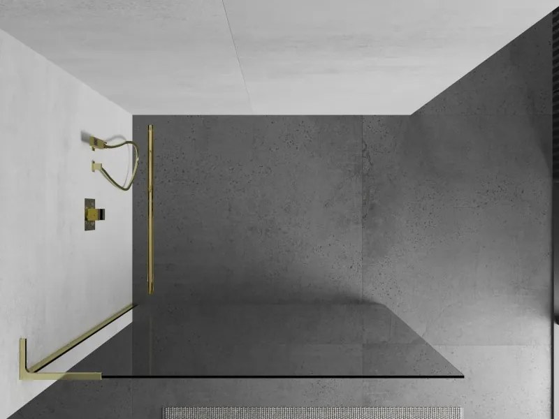 Mexen Kioto L, sprchová zástěna Walk-In 75 x 200 cm, 8mm čiré sklo, zlatý lesklý profil, 800-075-103-50-00