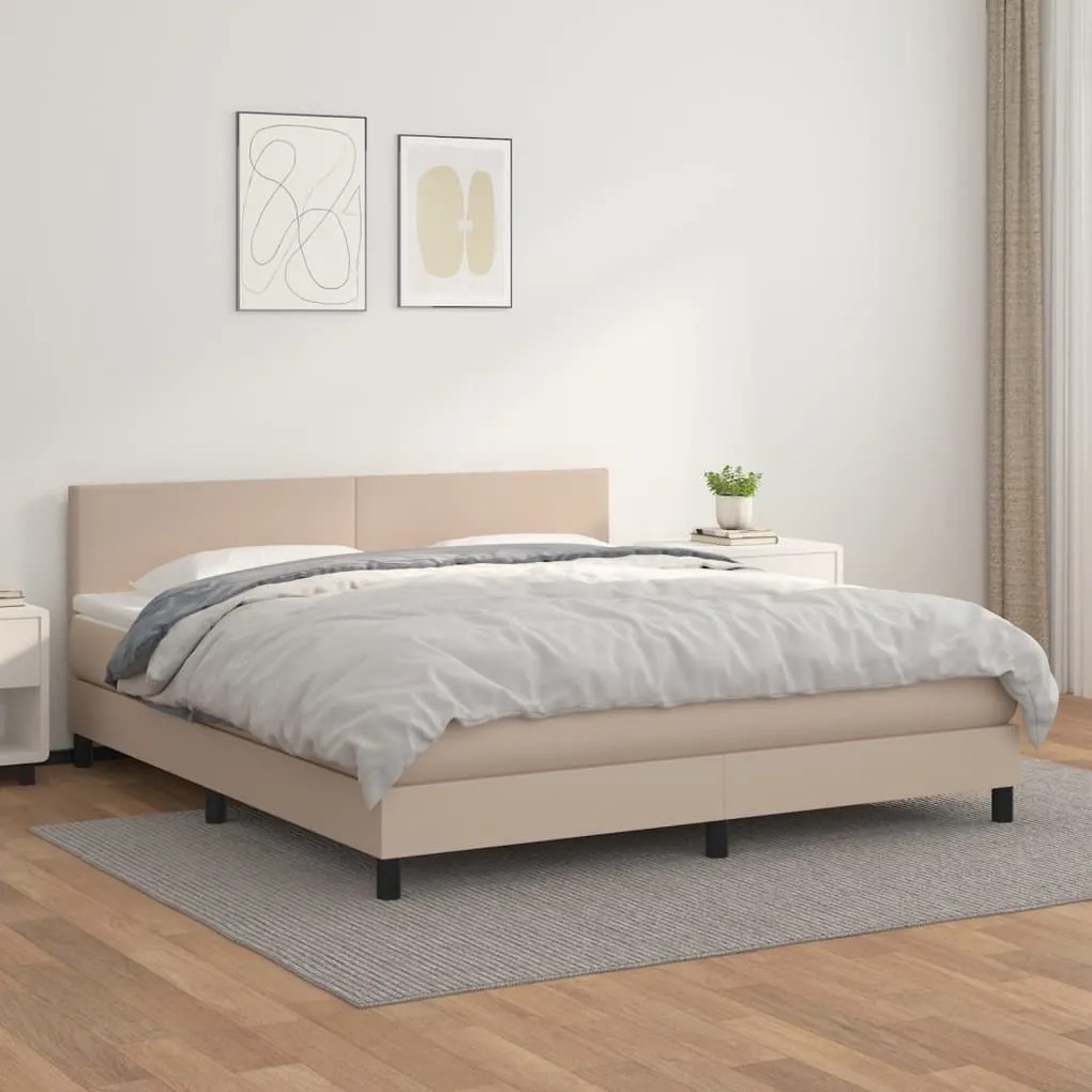 Box spring postel s matrací cappuccino 180 x 200 cm umělá kůže 3141022