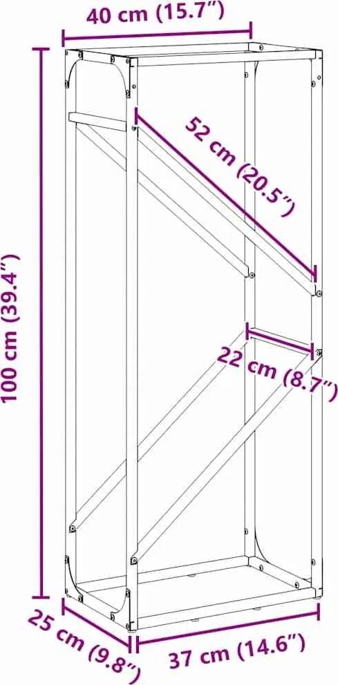 vidaXL Stojan na palivové dřevo Ocel válcovaná za studena [864331] Barva: antracitová