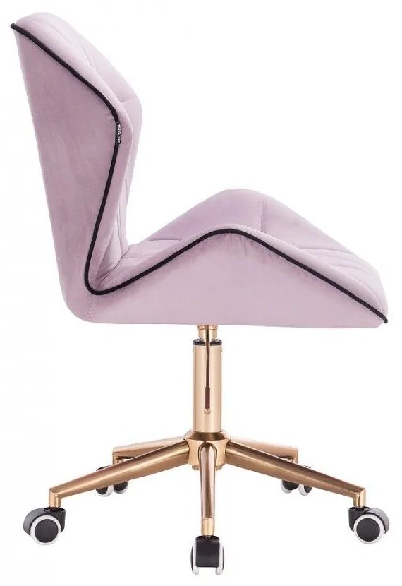 LuxuryForm DESIGN Otočná židle MILANO MAX VELUR na zlaté základně s kolečky - levandule