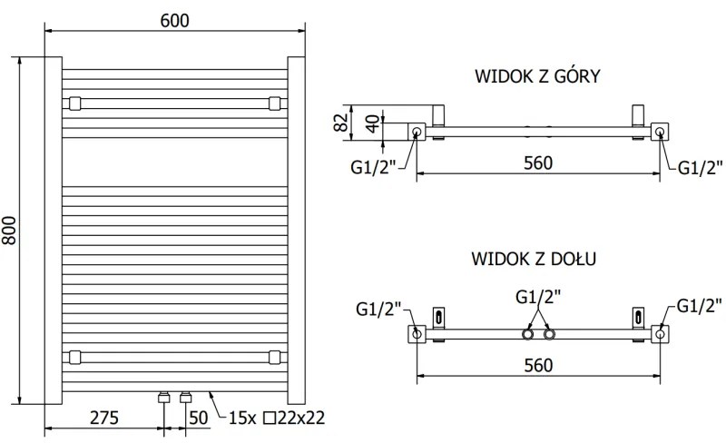 Mexen Pluton koupelnový radiátor 800 x 600 mm, 471 W, Bílá - W106-0800-600-00-20