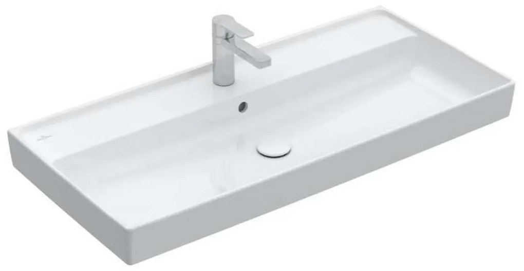 Villeroy & Boch Collaro - Umyvadlo nábytkové 100x47 cm, s přepadem, otvor pro baterii, CeramicPlus, alpská bílá 4A33A5R1