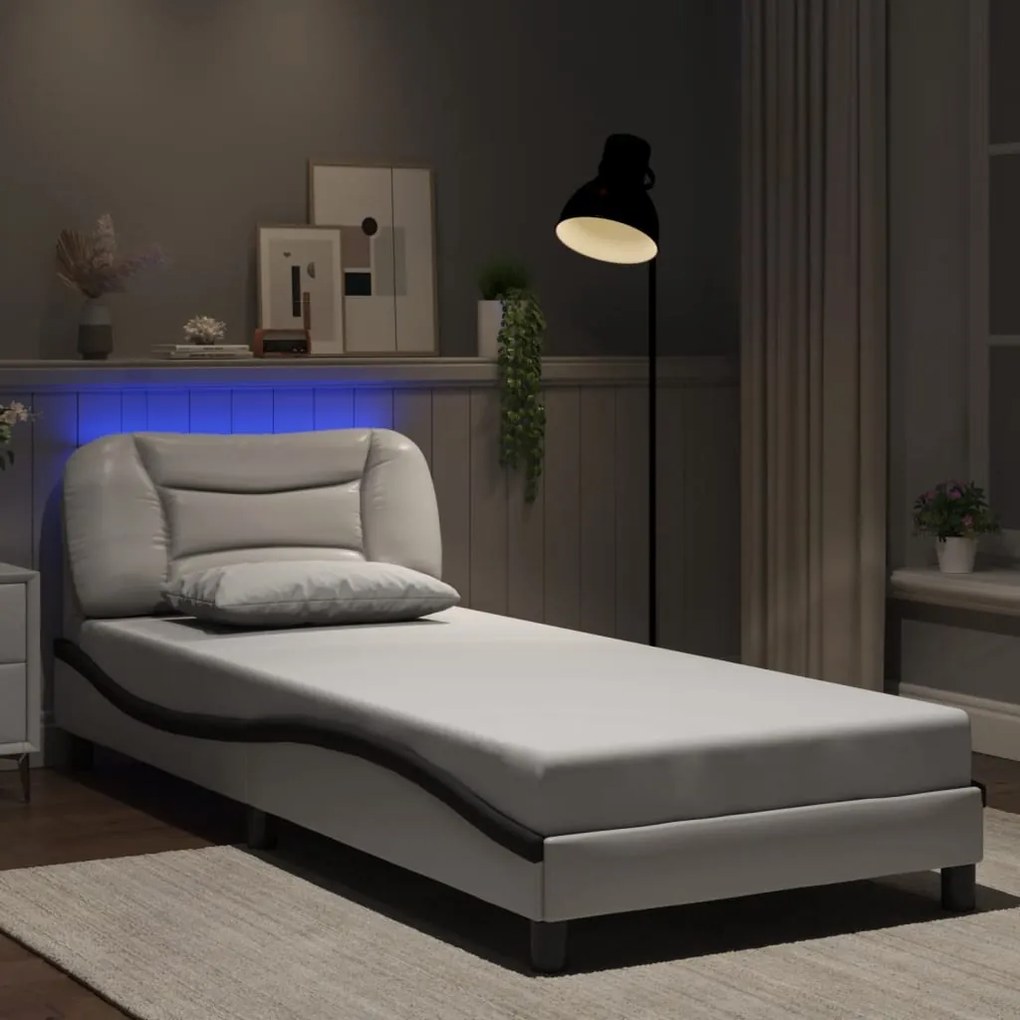 Rám postele s LED bez matrace Hvar bílý a černý 90x200 cm 3213912