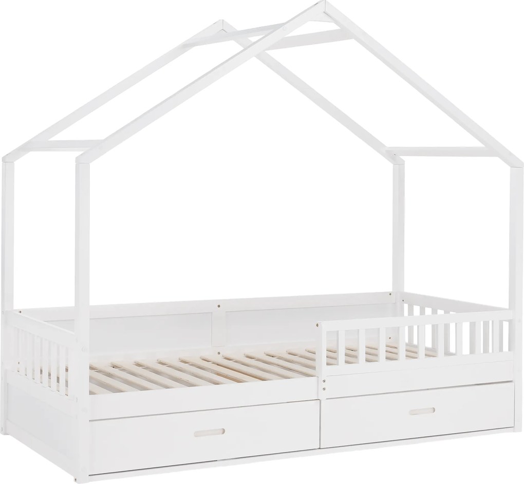 Montessori postel, 90x200, bílá, masiv, BIANKA