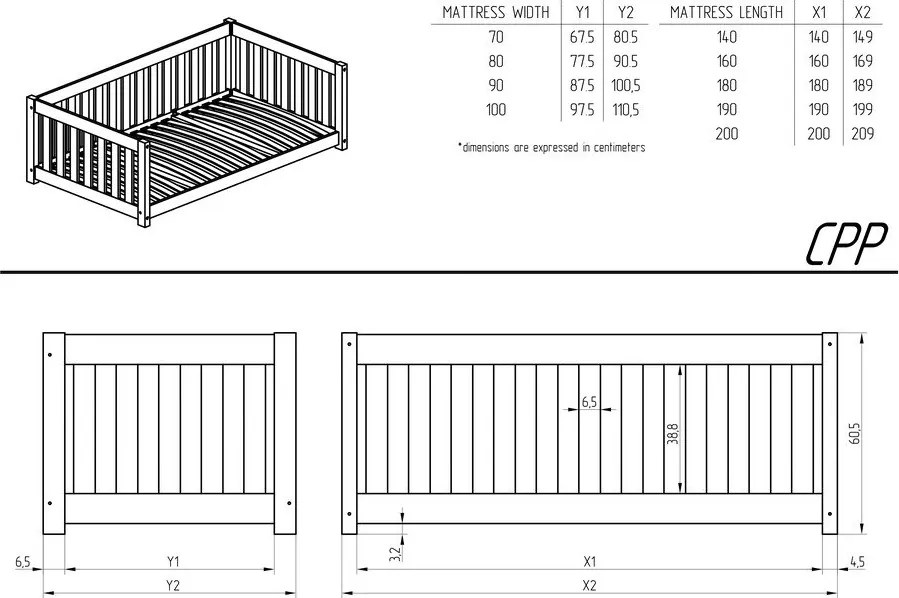 Dětská postel s výsuvným lůžkem s úložným prostorem s roštem v přírodní barvě 80x160 cm CPP – Adeko