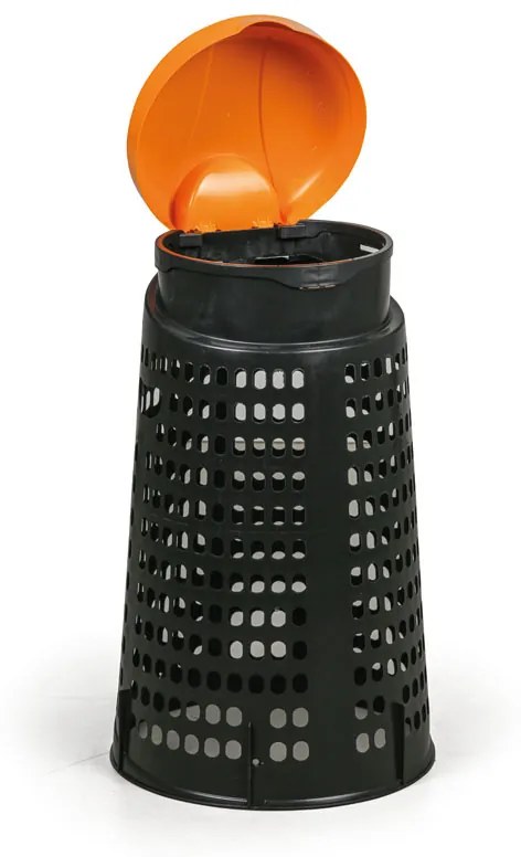 ArtPlast Plastový odpadkový koš na 120 L pytle, černý, oranžové víko