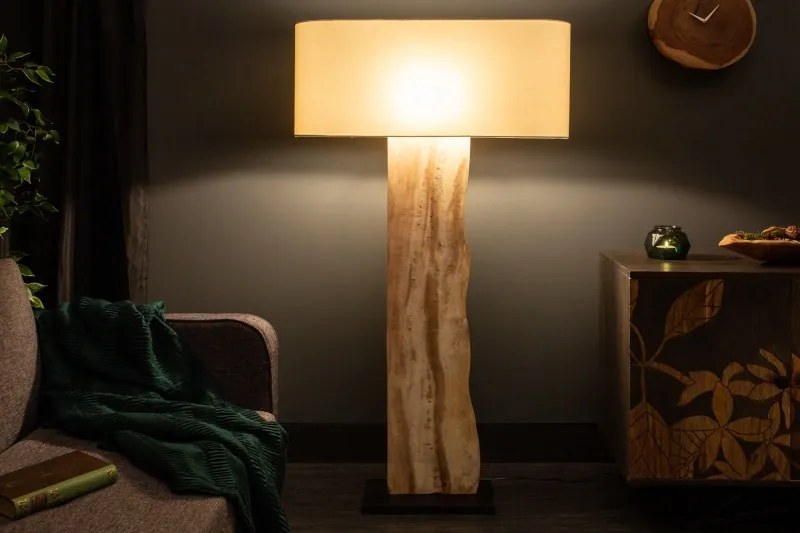 Designová stojanová lampa Lorelei, béžová, ořech