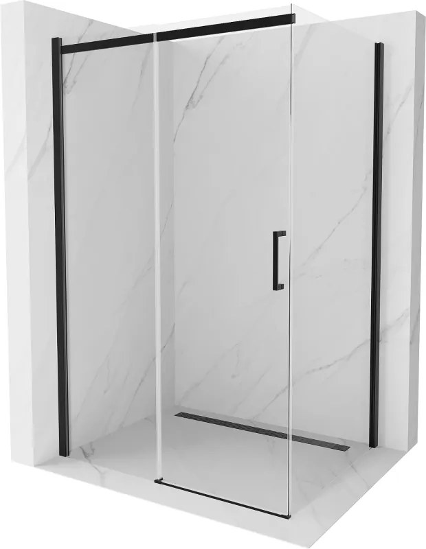 Mexen Omega sprchový kout 130x100cm, 8mm sklo, černý profil-čiré sklo, 825-130-100-70-00