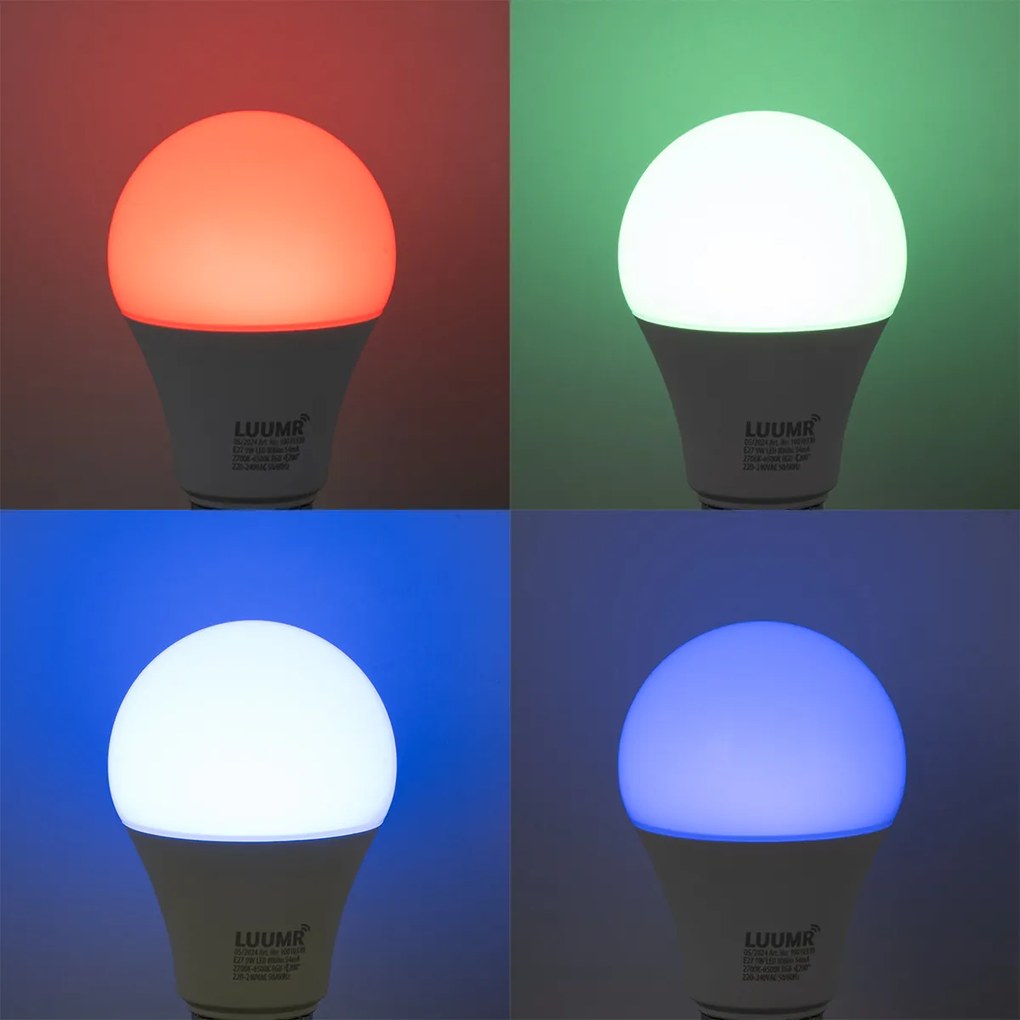 E27 Stmívatelná LED žárovka RGBW A60 Opálová 9W 806 lm 2700-6500K