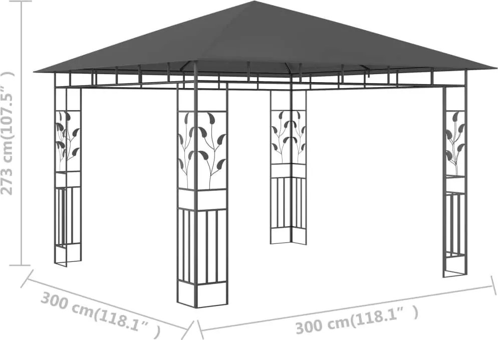 vidaXL Altán s moskytiérou 3 x 3 x 2,73 m 180 g/m² [47972] Barva: krémová