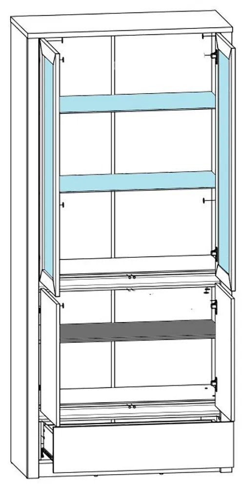 MONTANA s | vitrína W2D | 90 cm | lefkas/smooth grey