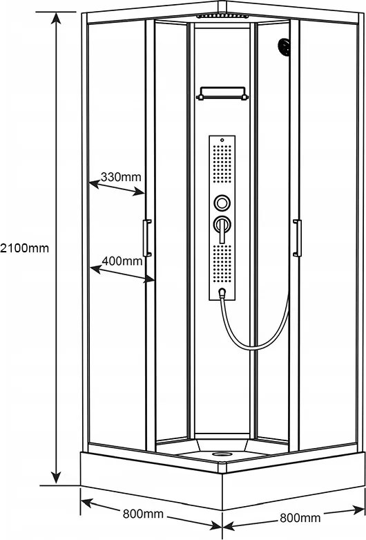 BPS-koupelny Hydromasážní box HYD-S01 80, 80x80