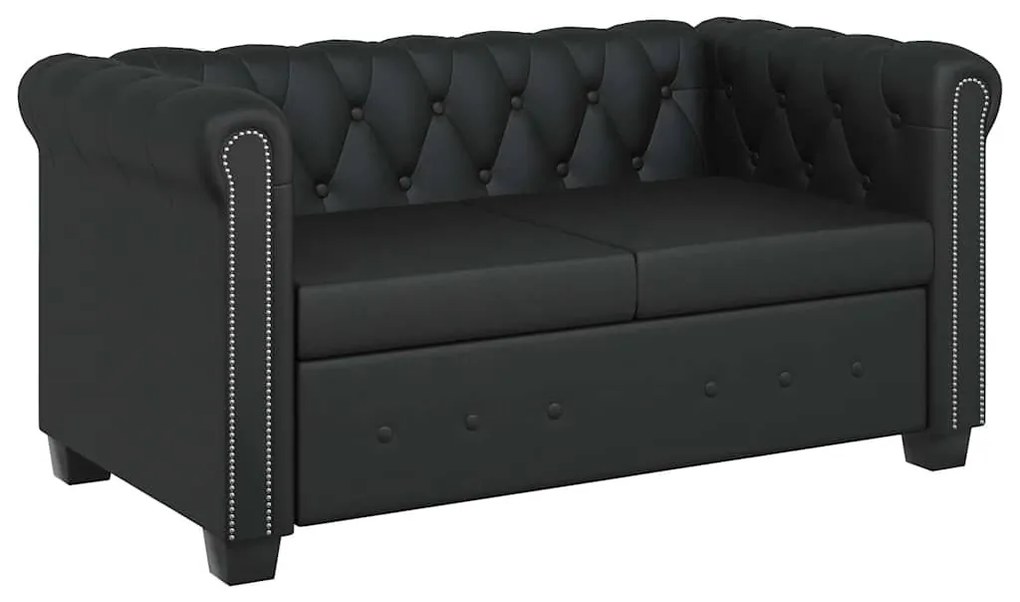 Chesterfield 2místná sedačka umělá kůže černá 242369