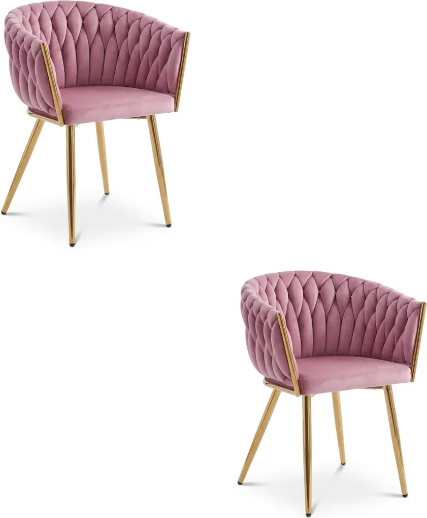 Sametové jídelní křeslo ORION VELVET se zlatými nohami, růžové