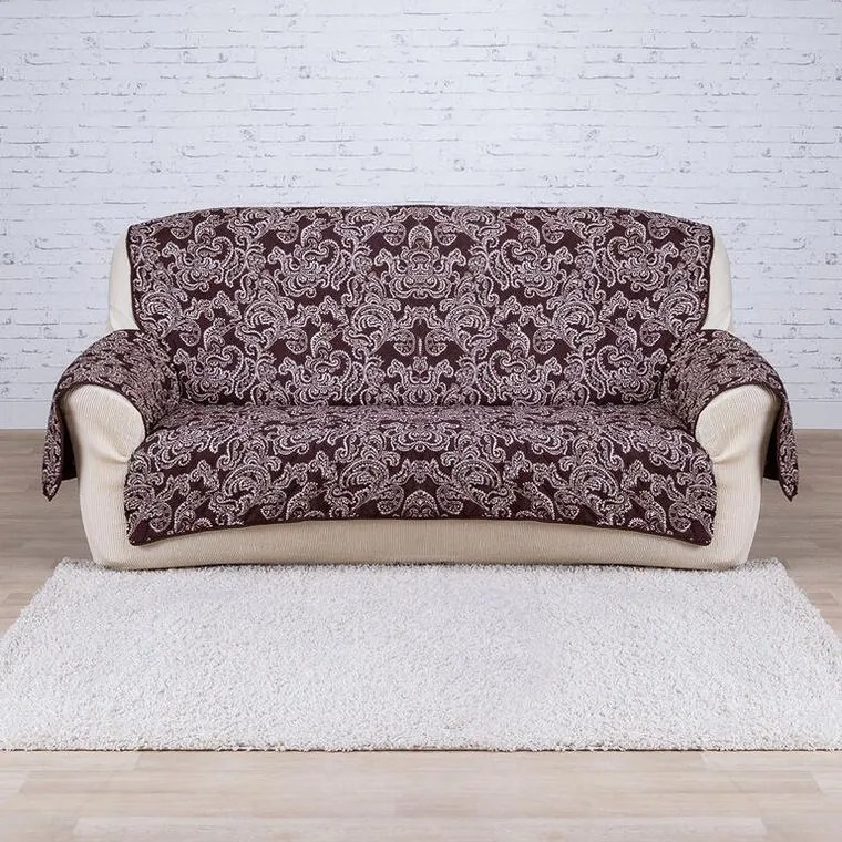 Přehozy s područkami čokoládové trojkřeslo - sedák 170 cm
