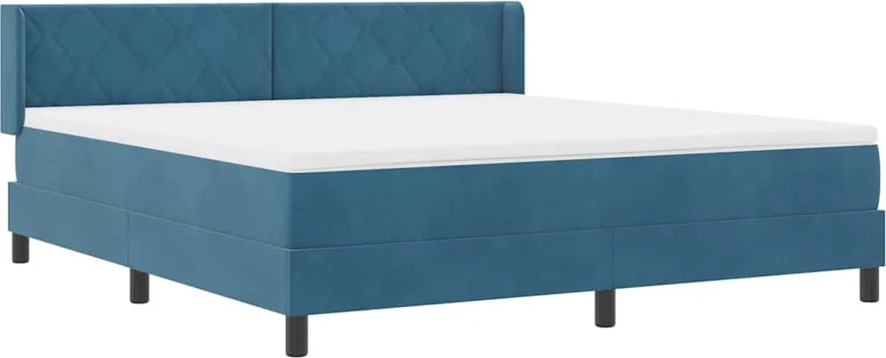 Postel s boxspringem s čelo Tmavě modrá 200 x 180 cm samet 3341538