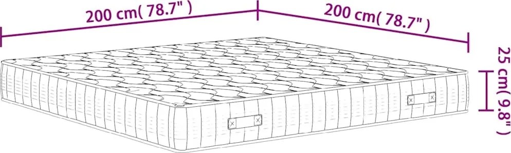 vidaXL Taštičková pružinová matrace středně tvrdá 200 x 200 cm [3206418]