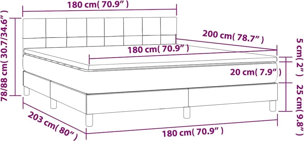 Box spring postel s matrací černá 180x200 cm samet 3141319