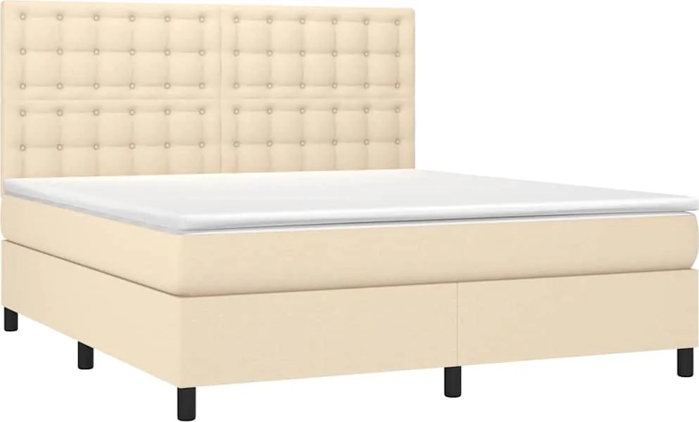 Box spring postel s matrací a LED krémová 180x200 cm textil 3135218