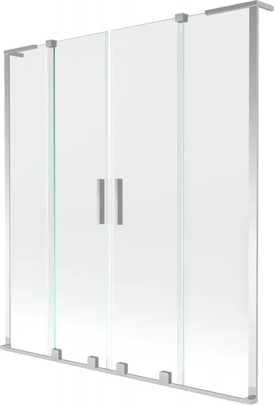 Mexen Velar L Duo, 2-křídlová posuvná vanová zástěna 140 x 150 cm, 8mm čiré sklo, chromová, 896-140-003-02-01