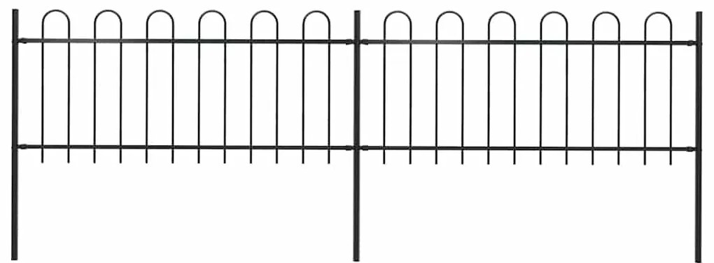 Zahradní plot s obloukem nahoře ocelový 337 x 80 cm černý 277648