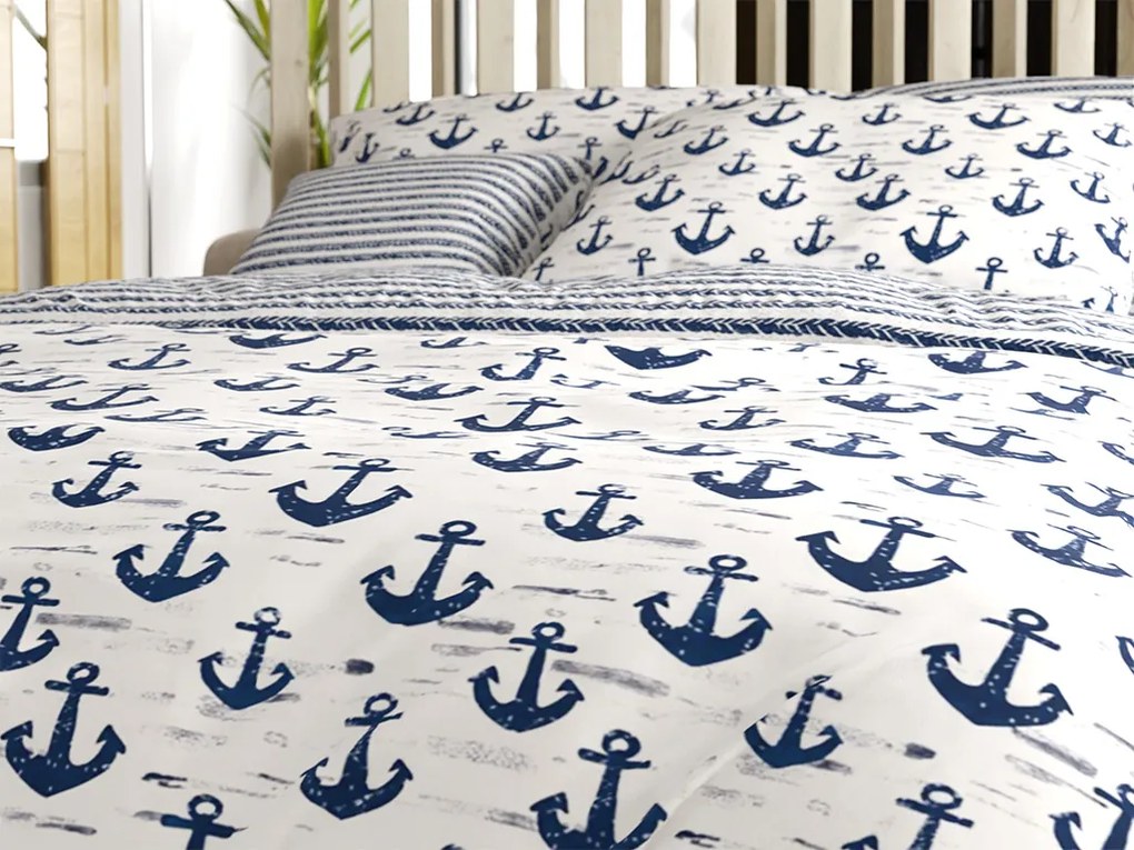 Polybavlněné povlečení NAVYSTA POLY modro-bílé Rozměr povlečení: 70 x 90 cm | 140 x 220 cm