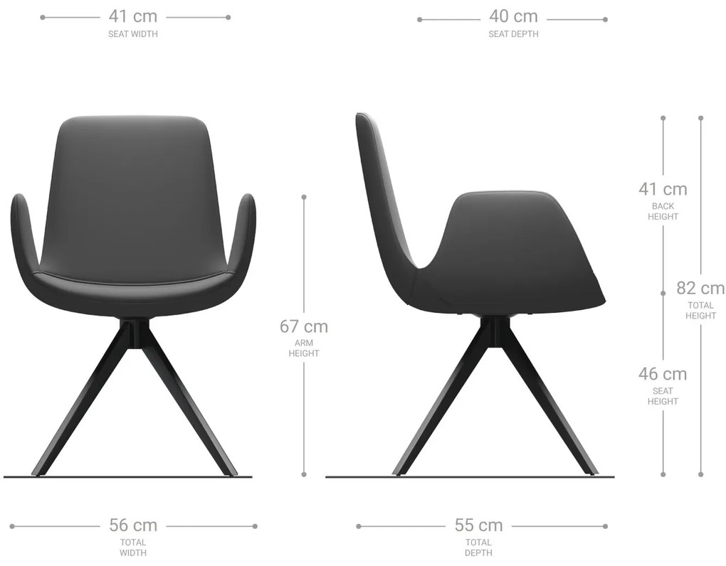 DELIFE Otočná židle Ilia-Flex s područkami křížová podnož hranatá černou pravá kůže černá