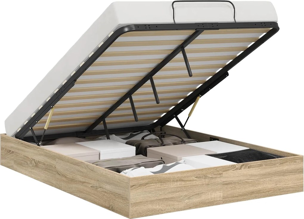 Ottoman postel Sonoma dub 193 x 135 x 25 cm Dřevěný materiál 3409279