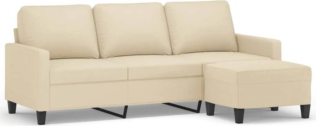 3místná pohovka s podnožkou krémová 180 cm textil 3201039