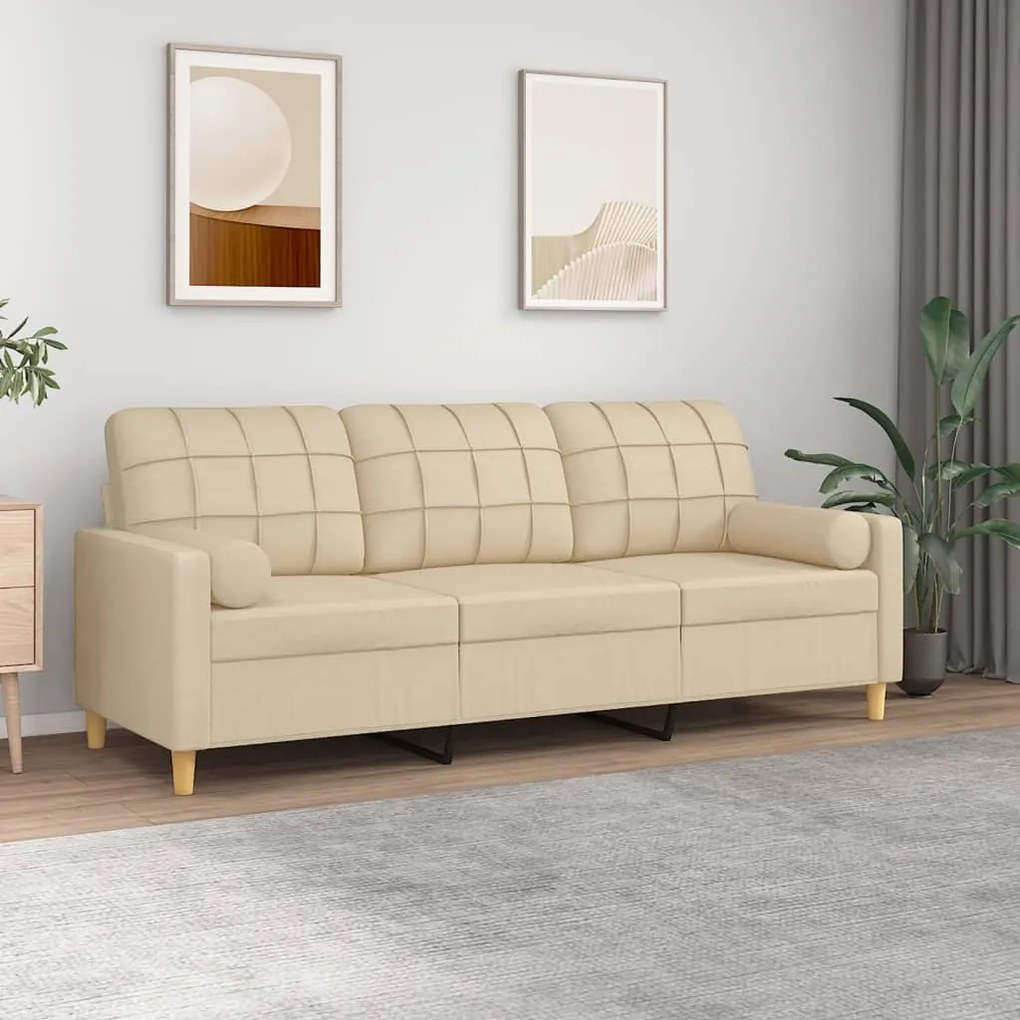 3místná pohovka s polštáři krémová 180 cm textil 3200792