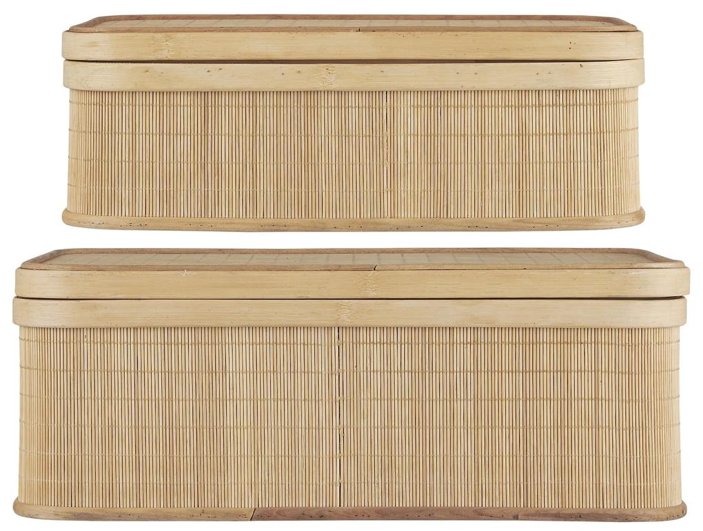 IB LAURSEN Úložný box Loose Lid Oblong Bamboo větší, přírodní barva, dřevo