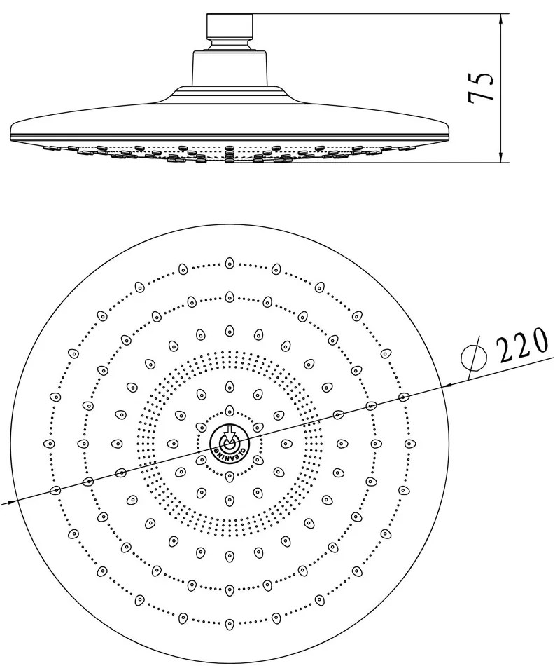 Mereo talířová sprcha horní 220 x 220 mm s kloubem pochromovaný plast chrom CB585C