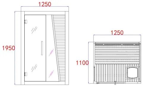 RAKOUSKÝ produkt - Finská sauna TAMPERE 125x110x195cm ( K40125 )