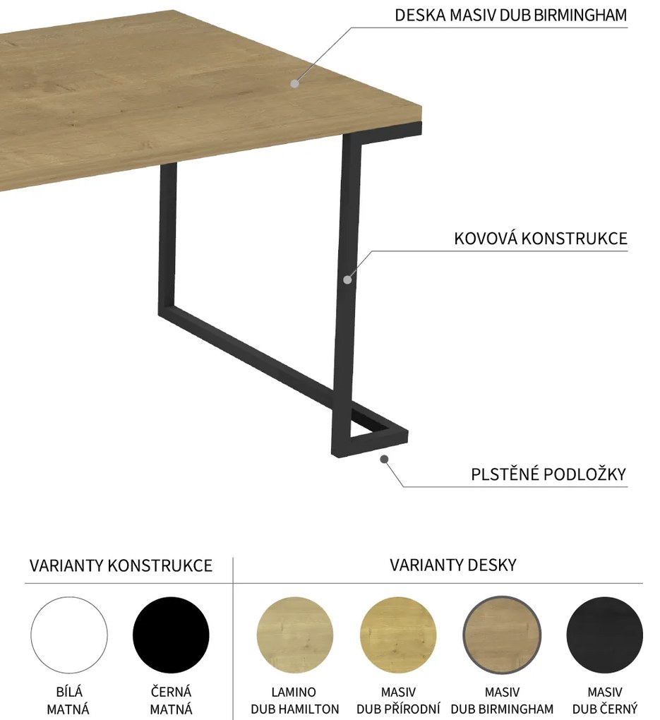 Černý konferenční stůl C10, dub Hamilton ZVOLTE TYP DŘEVA:: Masiv dub ČERNÝ