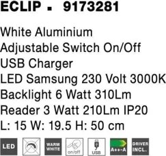 Nástěnné LED svítidlo NOVA LUCE ECLIP 9W 3000K 9173281