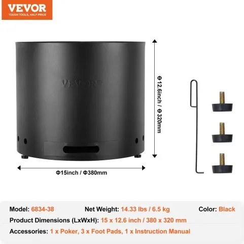 Bezdýmné venkovní ohniště Ø 380 mm z nerezové oceli