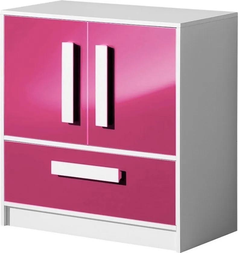 Casarredo - Komfort nábytek Dětská komoda GULLIWER 8 výběr barev | barva: dom-růžová-lesk,Vyberte si barvu úchytu:: dom-uch-zelená