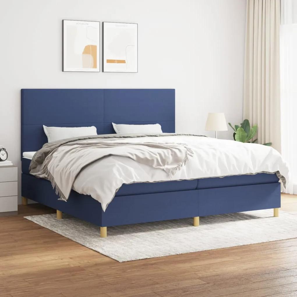Box spring postel s matrací modrá 200x200 cm textil,  3142207